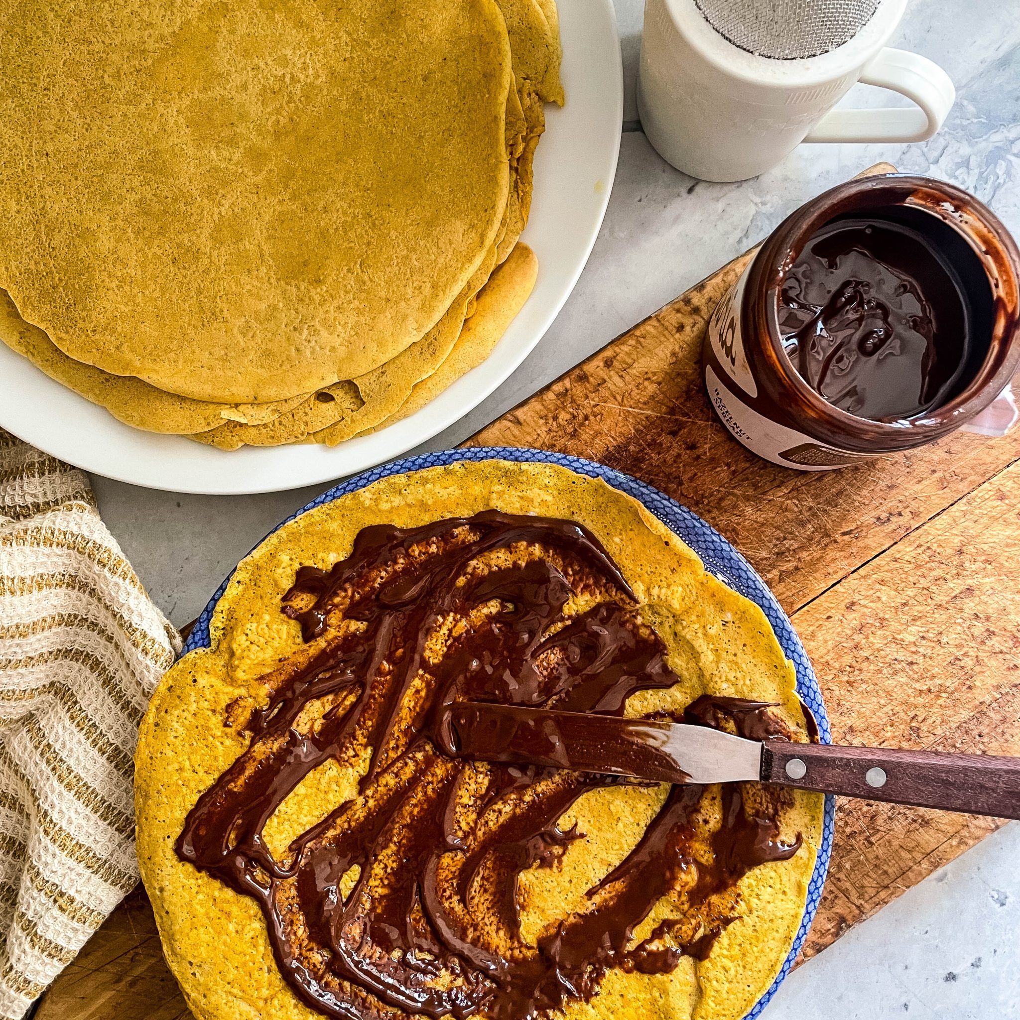 Pumpkin Crepes with Chocolate Hazelnut Spread | Lavender Honey